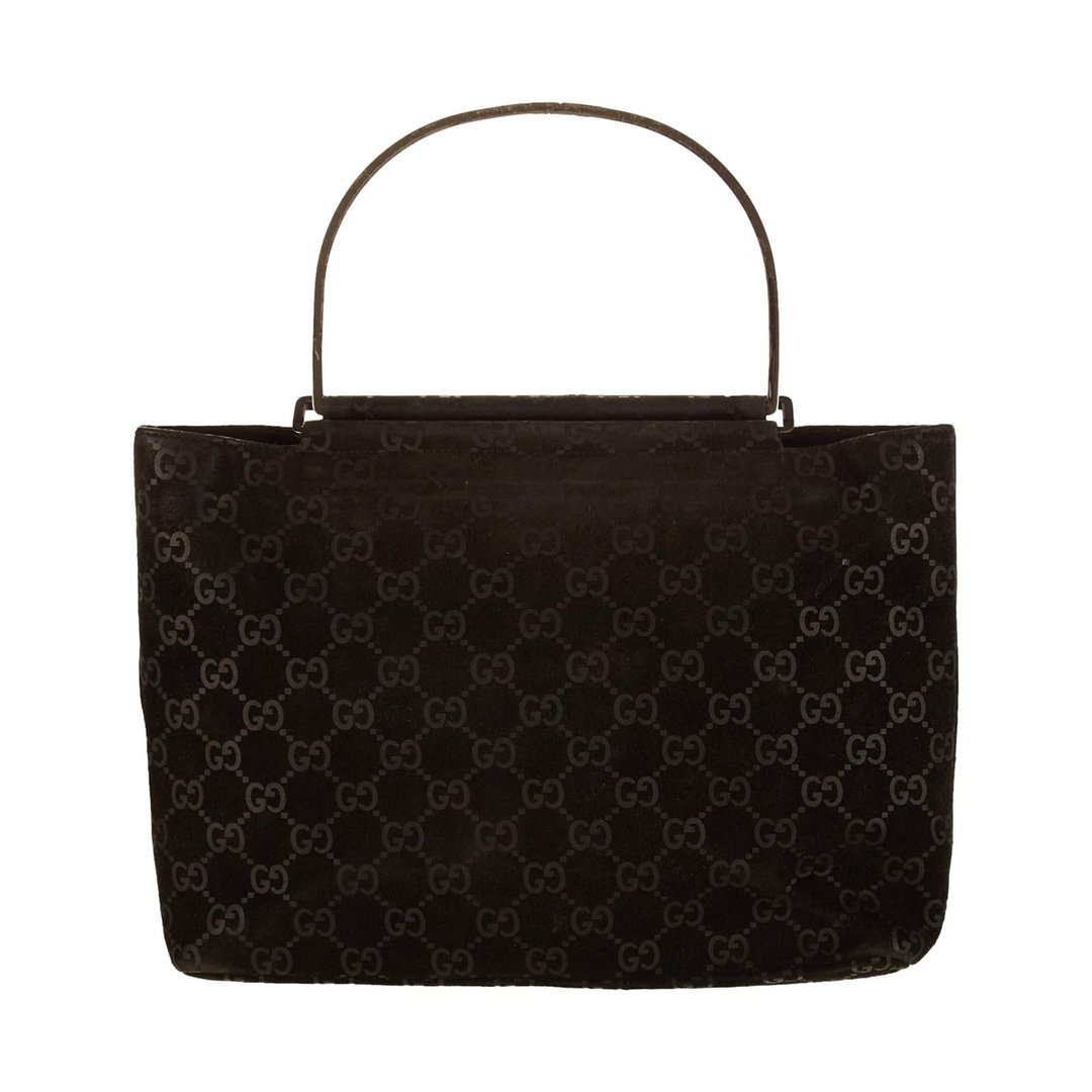 Gucci Black Suede Logo Top Handle Bag | Treasures of NYC | New York, NY