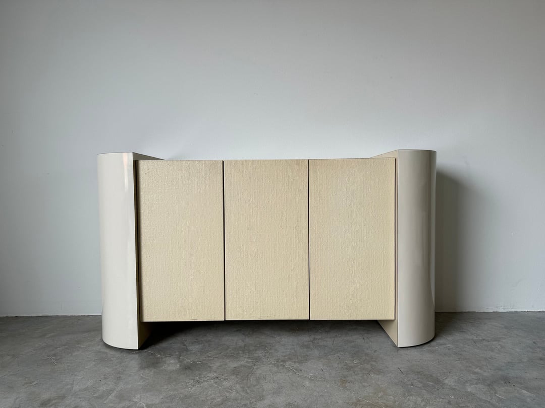 1980's Postmodern Beige Laminate and Grasscloth Doors Sideboard | Miami ...