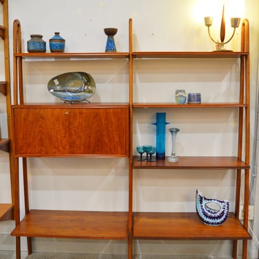 Killer Kurt Ostervig Modular Self-Standing Teak Wall Unit w/ Secretary ...