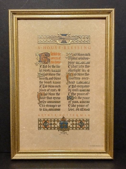 Vintage Arthur Guiterman "A House Blessing" Embossed Print Edward Gross ...