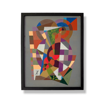 Vintage Geometric Abstract Painting on Masonite Board | Marquis de Mod ...