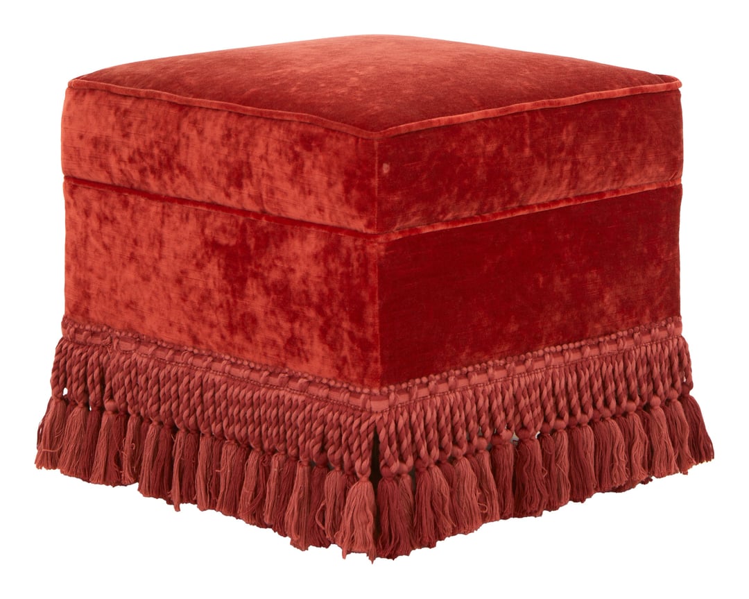 Vintage Square Red Velvet Ottoman | Jayson Home | Chicago, IL