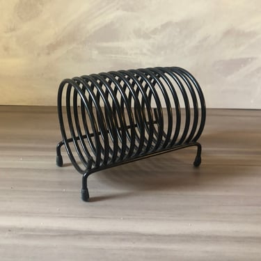 Vintage black coil mail organizer desk accessory mid century function ...