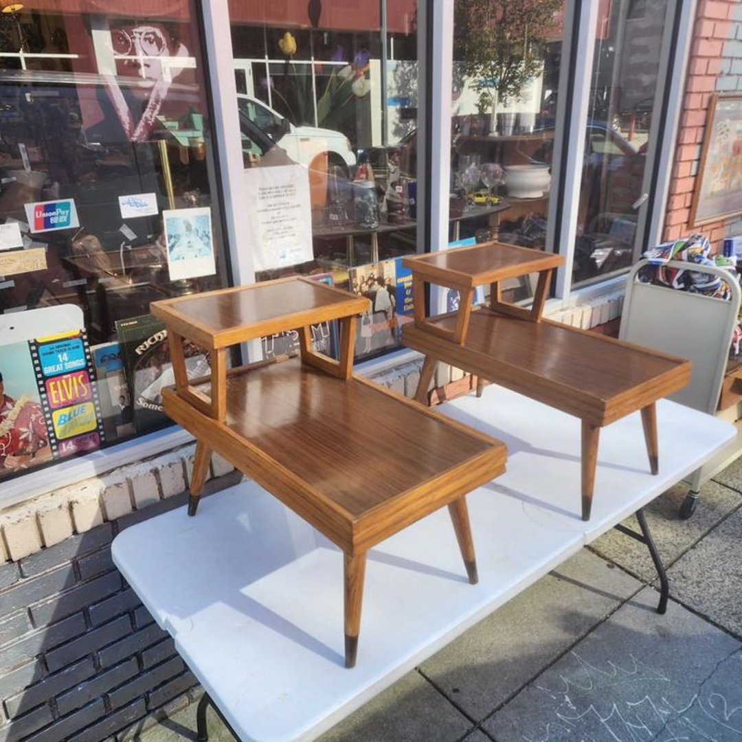 Mid Century Modern Step End Tables. Oak and Formica. | Mom N Pop ...