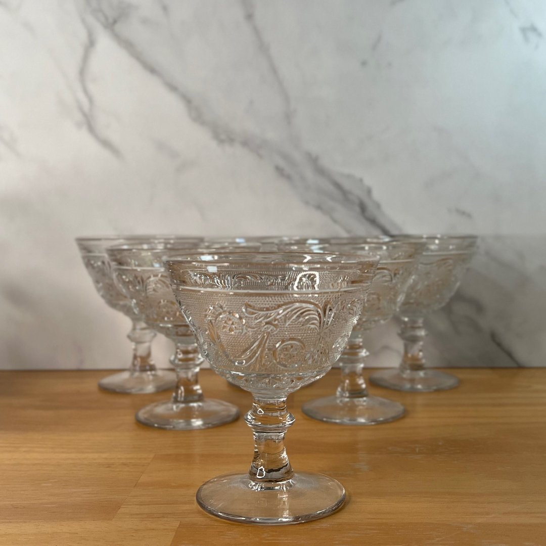 Elegant Set of 6 Clear Glass Sherbet Goblets by Duncan Miller | Good ...