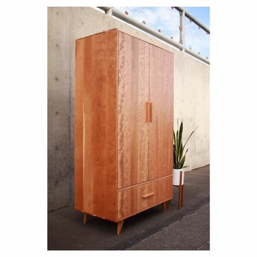 Modern Wardrobe Armoire Mid Century Armoire Modern Wardrobe Solid Hardwood Tomfoolery Wood Co. Seattle WA