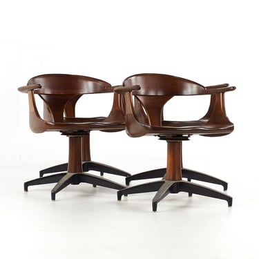 Heywood Wakefield Mid Century Cliff House Swivel Cherry Dining Chairs ...