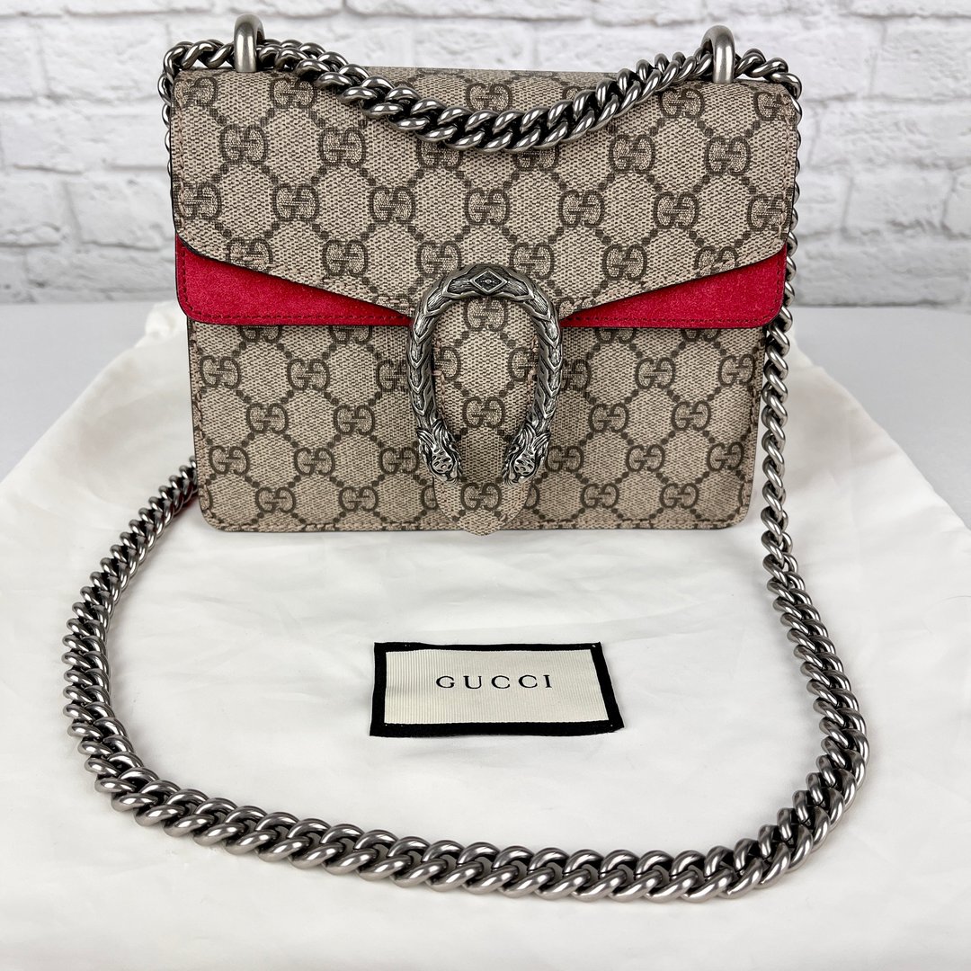 GUCCI GG Supreme Monogram Mini Dionysus Shoulder Bag Hibiscus Red ...