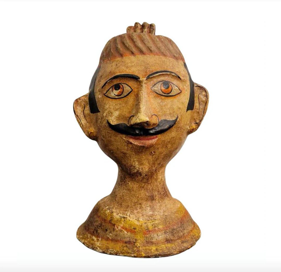Vintage Indian Noble Papier Mache Maharajah Bust Sculpture, from India ...
