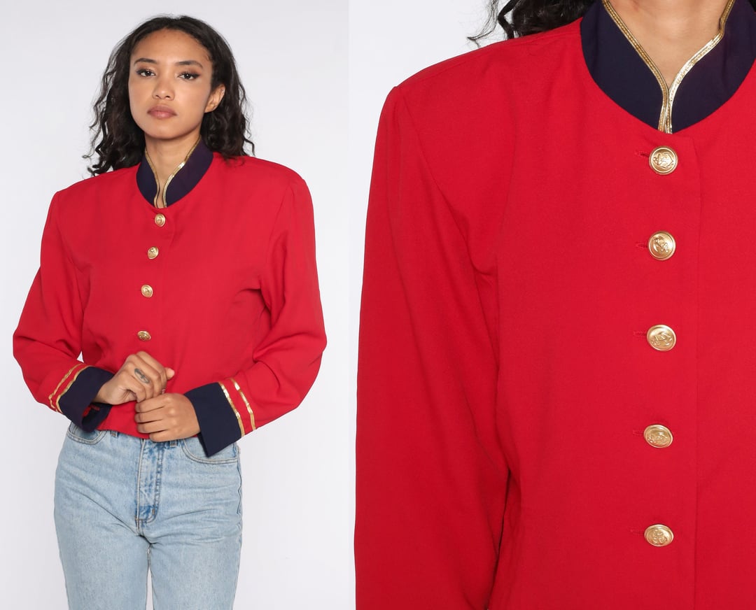 Vintage Army Uniform Jacket 90s Red Military Jacket Officer Jacket ...