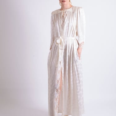 Vintage Christian Dior 1980s White Floral Lace Trimmed Robe with ...