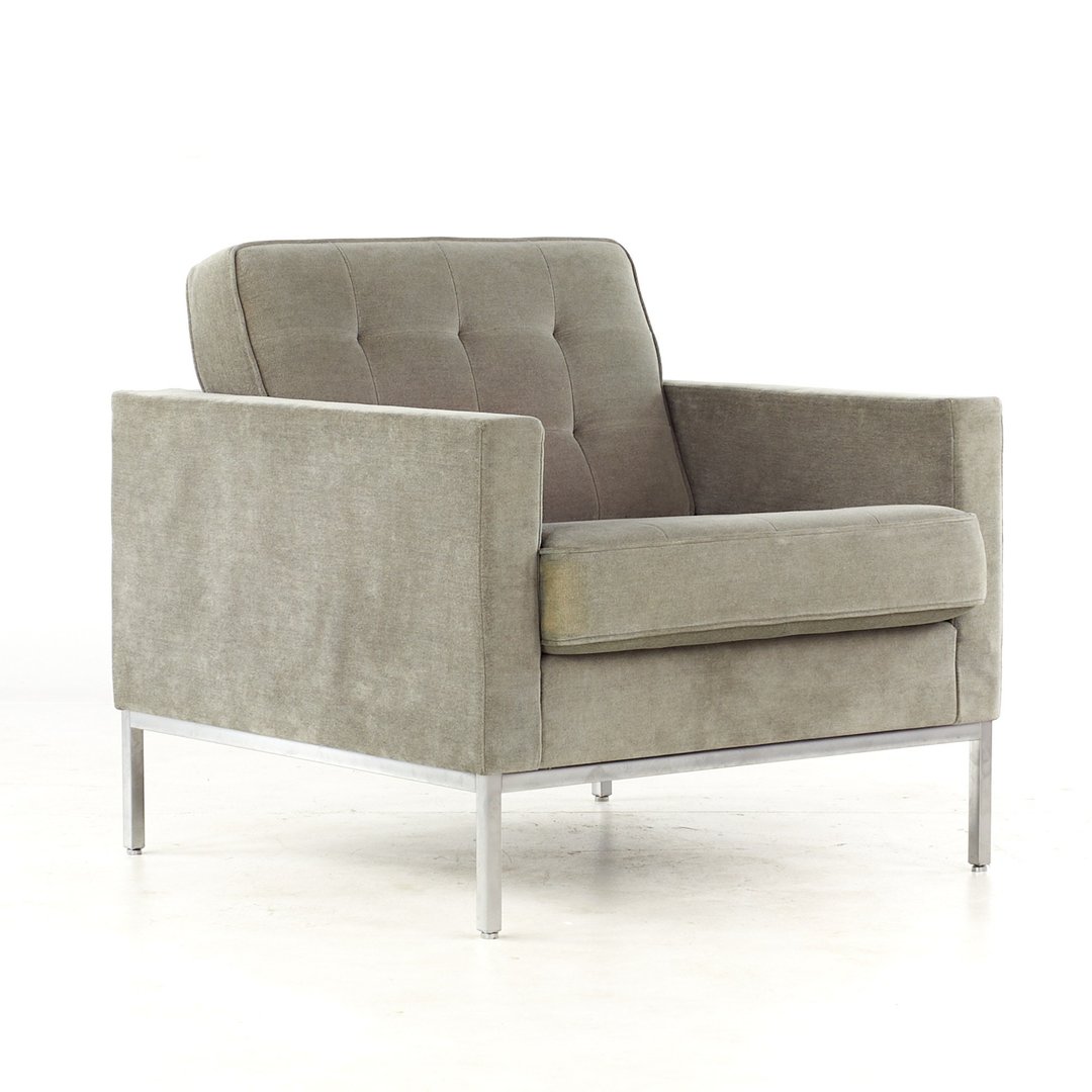 Florence Knoll Mid Century Upholstered Chrome Arm Chair - mcm | Modern ...