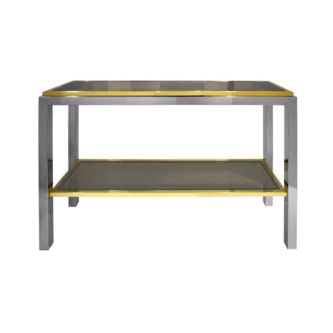 Willy Rizzo "Flamina Console Table" in Chrome and Brass 1970s ( | Lobel ...