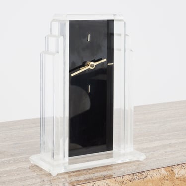 Lucite Art Deco Style Clock, 1980s | Betsu Studio | Philadelphia, PA
