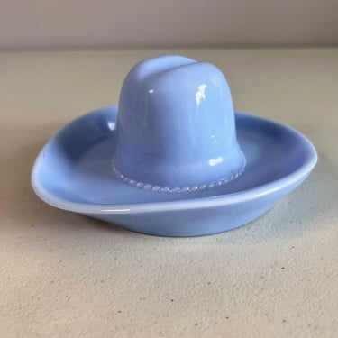 Vintage Jeannette Glass Delphite Blue Delfite Cowboy Hat Ashtray Blue ...