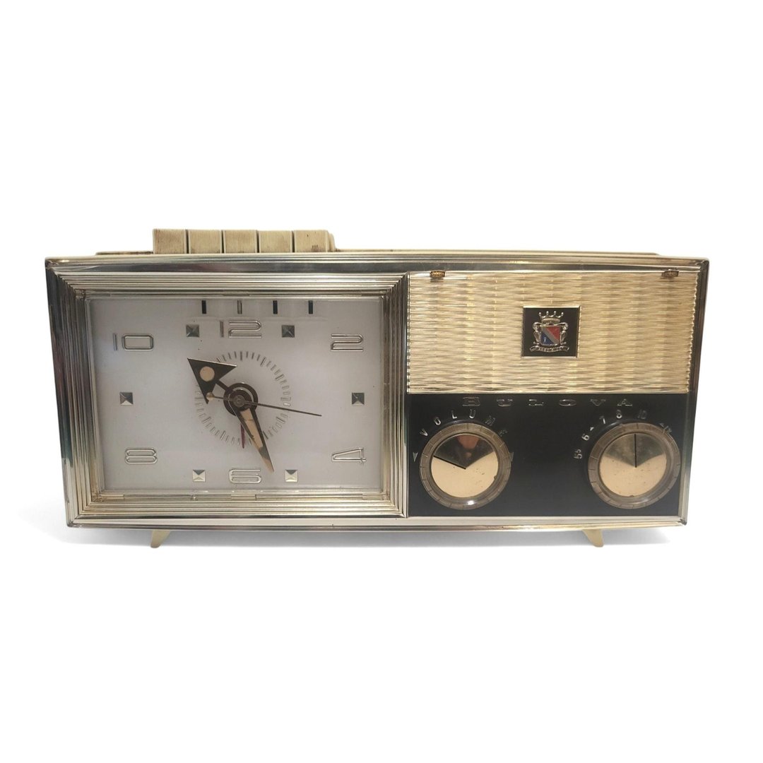 1950s Vintage Bulova Watch Company Clock Radio, Model 180 Series, Tube ...