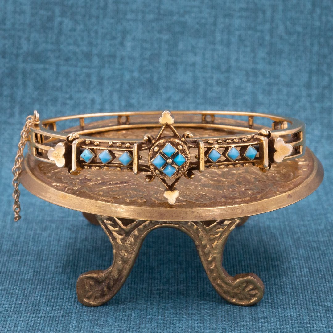Victorian Revival Persian Turquoise Bangle | Pippin Vintage Jewelry ...