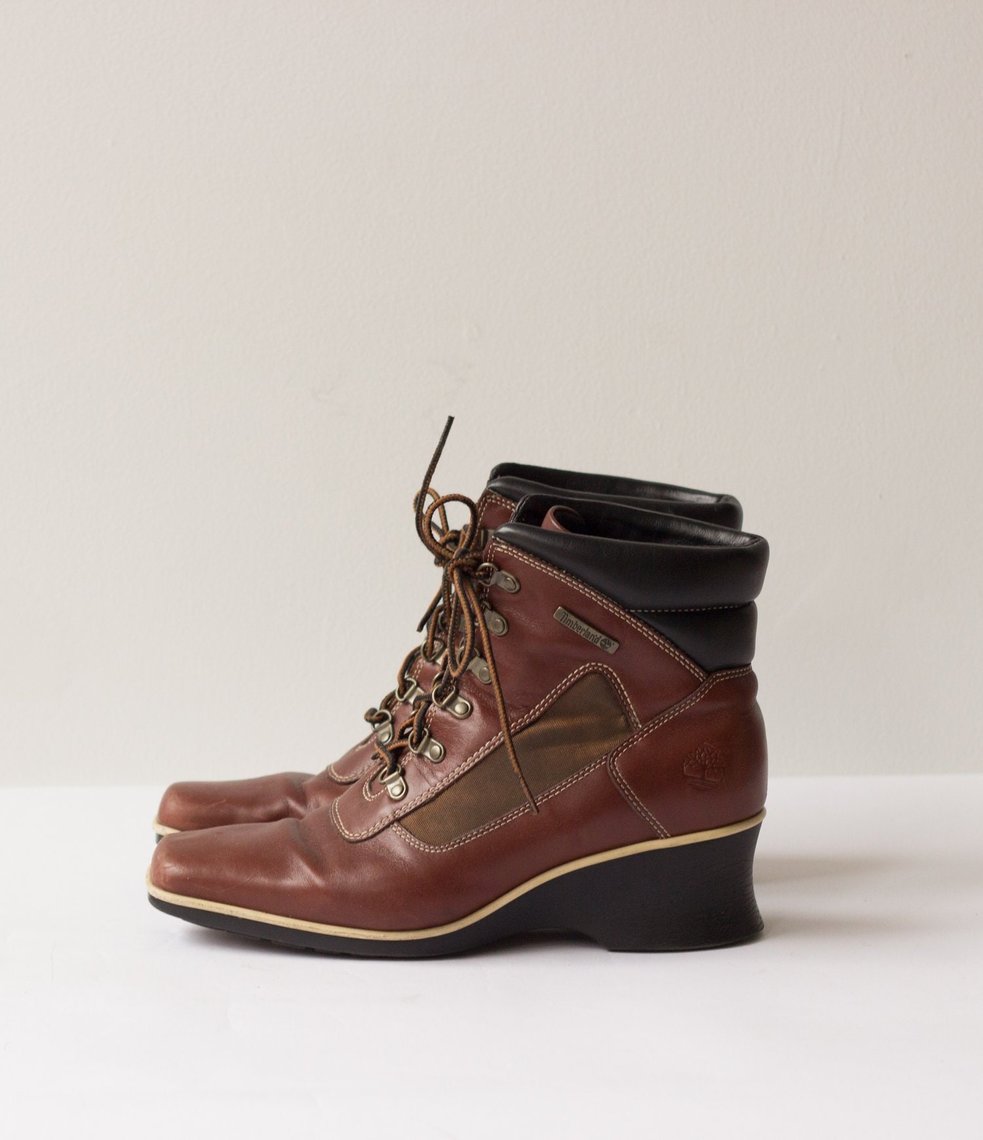 Y2K Timberland Leather Wedge Hiking Boots | Wayward Collection ...