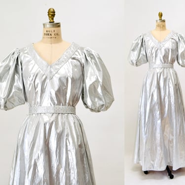 Vintage 80s Prom Dress Silver Sequin Dress Evening | Hooked on Honey ...