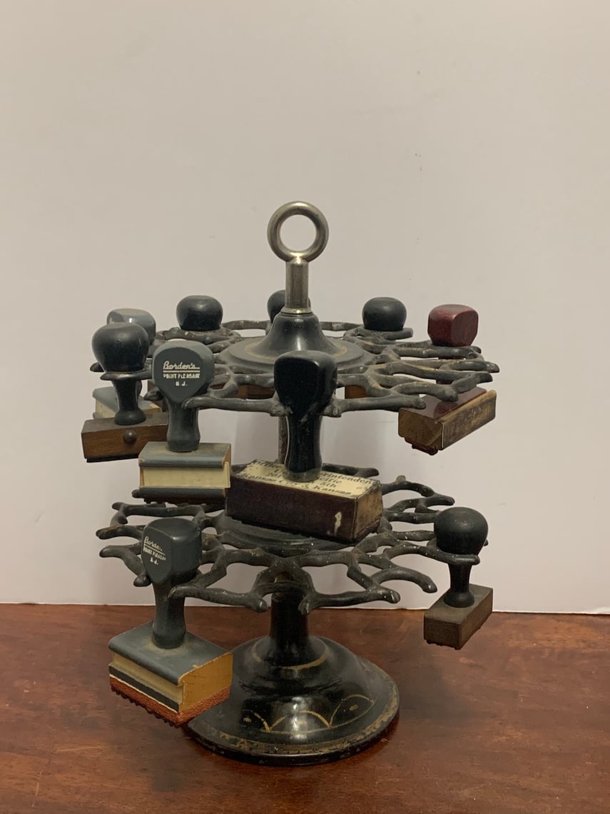 Antique Rubber Stamp Rack with 10 Rubber Stamps | MOB Vintage ...