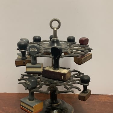 Antique Rubber Stamp Rack with 10 Rubber Stamps | MOB Vintage ...