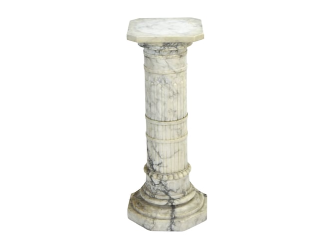 Antique Neoclassical Carved & Reeded Figured Marble Pedestal Sculpture ...
