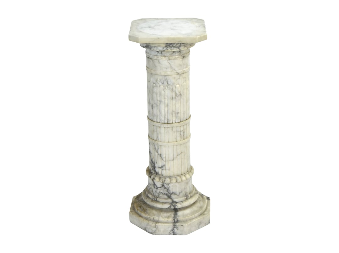 Antique Neoclassical Carved & Reeded Figured Marble Pedestal Sculpture ...