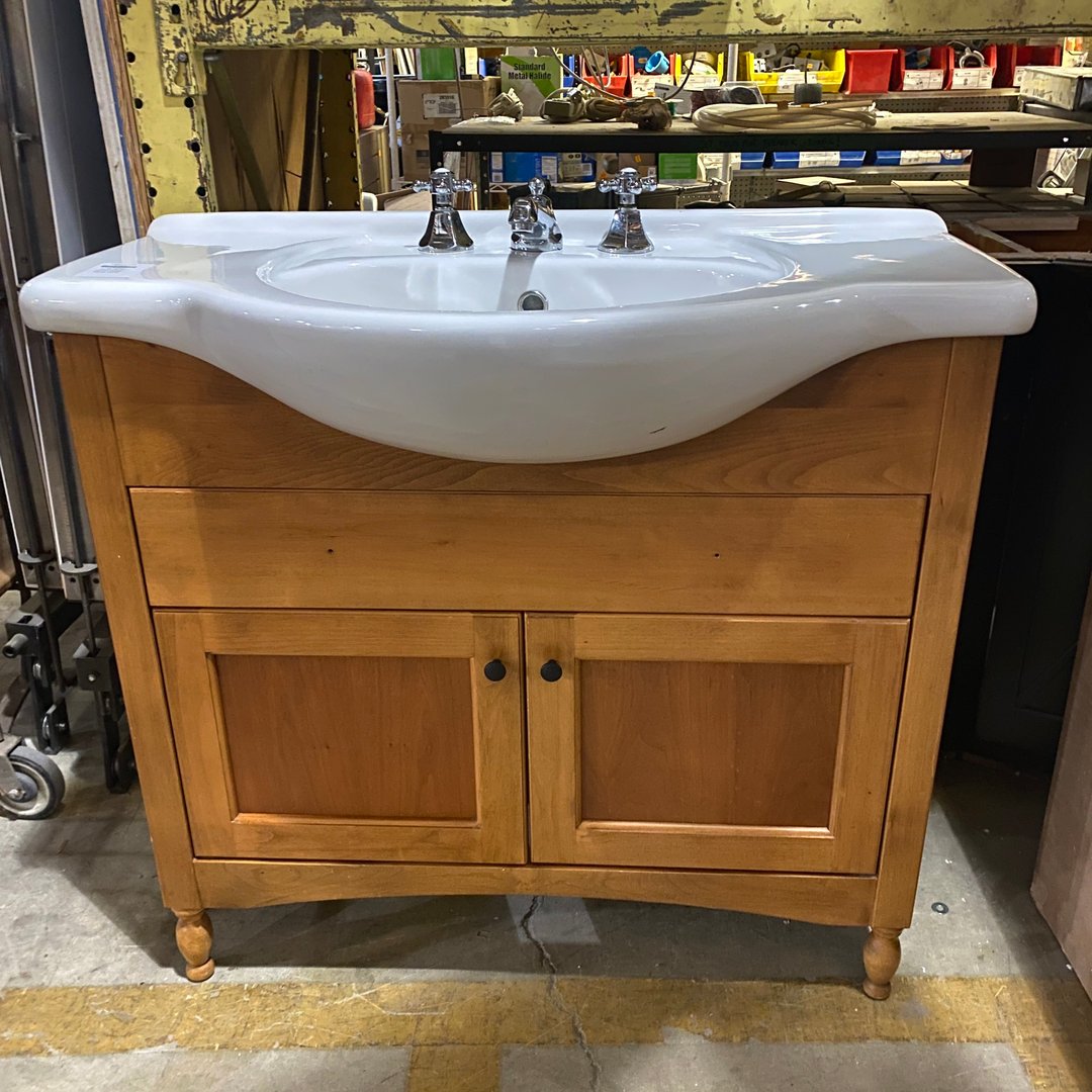 Freestanding Single Bathroom Vanity with Belly Bowl Sink Top ...