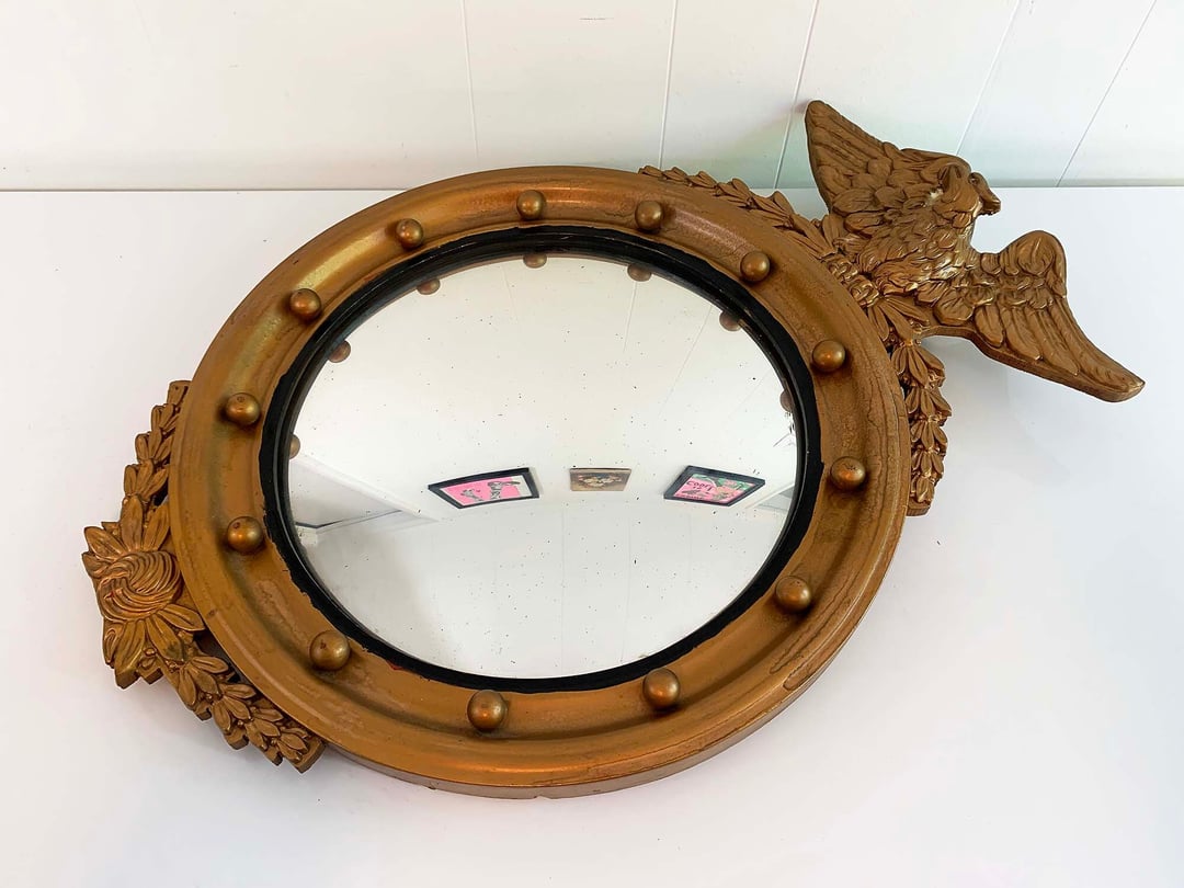 Vintage Large Federal Eagle Mirror Bullseye Round Circle Porthole Mid ...