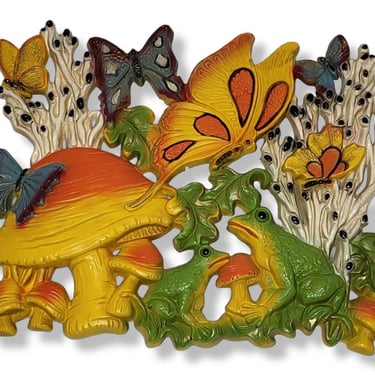 1970s Vintage Mushrooms Frogs & Butterfly Wall Hanging, Mid | A GoGo ...