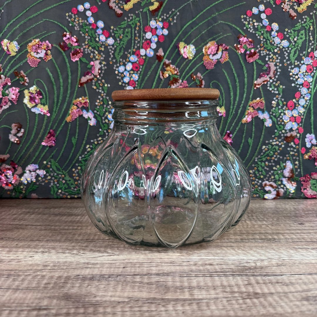 Glass Display Jar Autumn Pumpkin Shape Apothecary Container Decorative ...