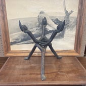 Vintage African Wooden Decor Stand with Three Handcarved Spearpoint ...