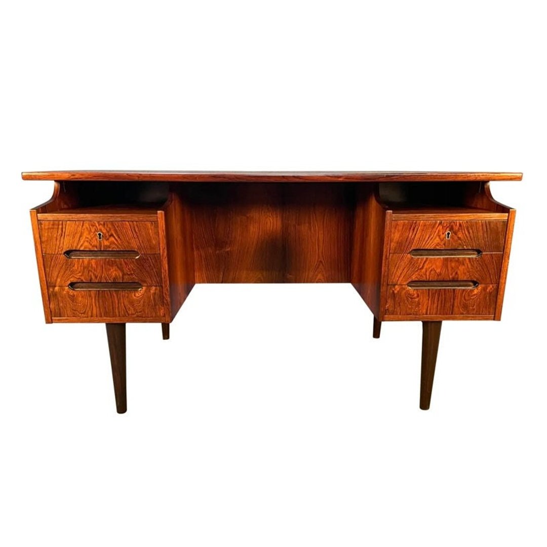 Vintage Danish Mid Century Modern Rosewood Floating Desk | Aymerick ...