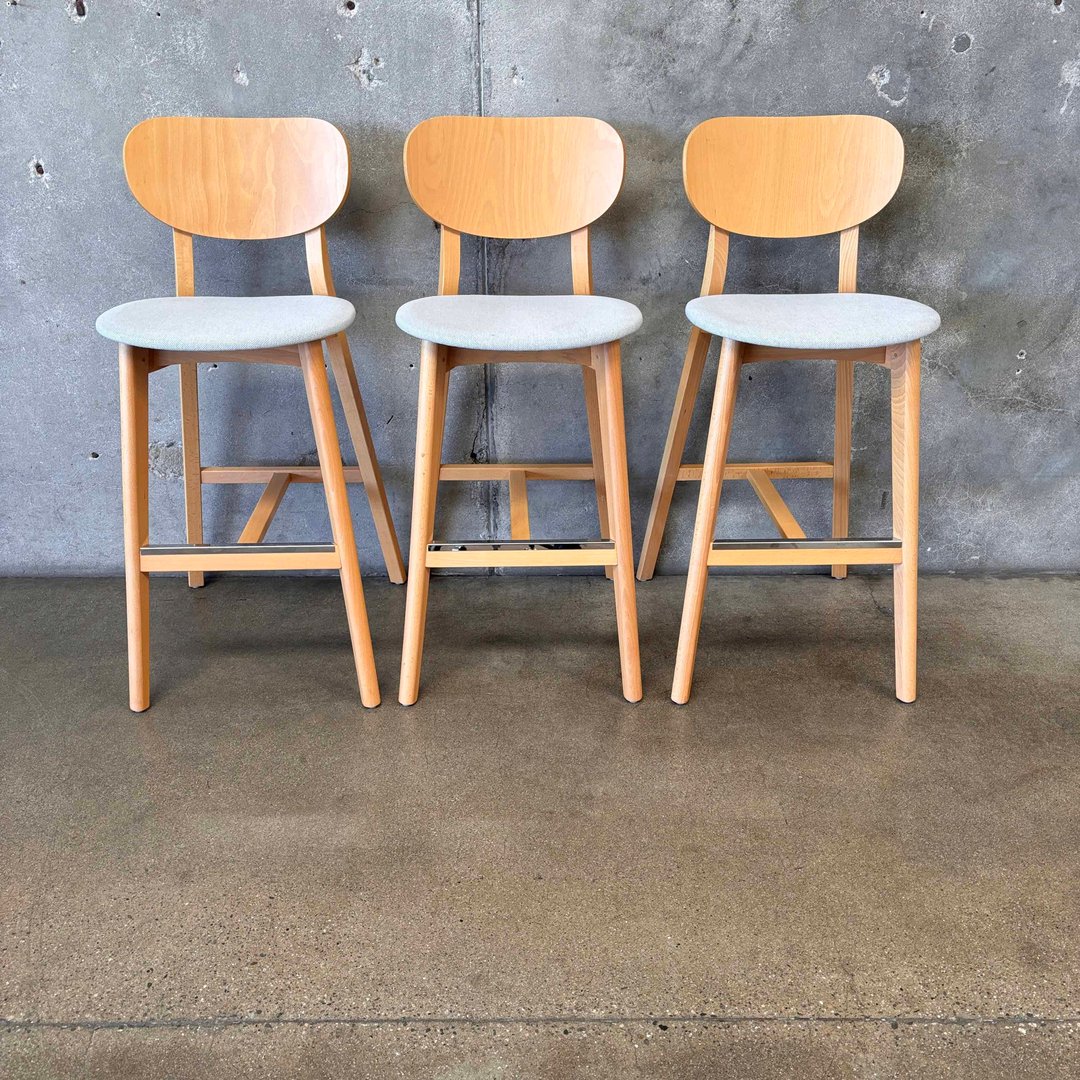 Set of Three Allermuir Bar Stool In Light Wood | Urban Americana | Long ...