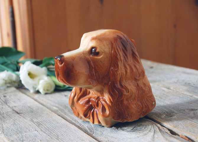 Royal Copley Cocker Spaniel wall pocket planter vase / vintage dog ...