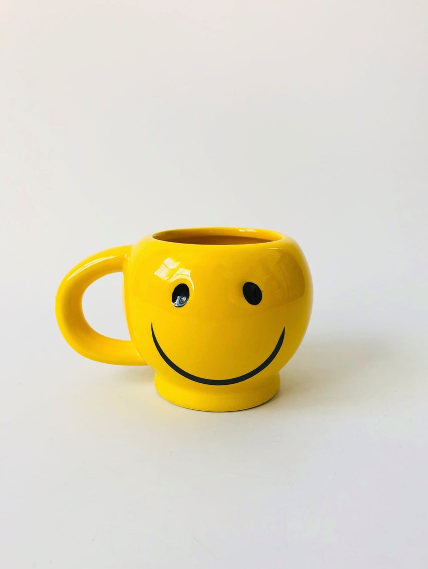 Vintage 1980s Yellow Smiley Mug | Sergeant Sailor | Vallejo, CA