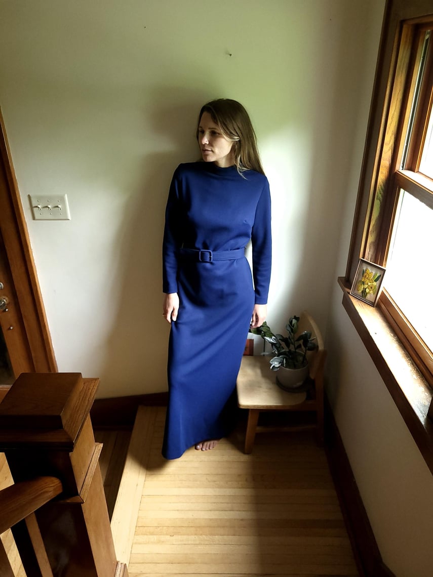 Vintage 1970's Long Ribbed Blue Elegant Formal Dress / S to | Cordial ...