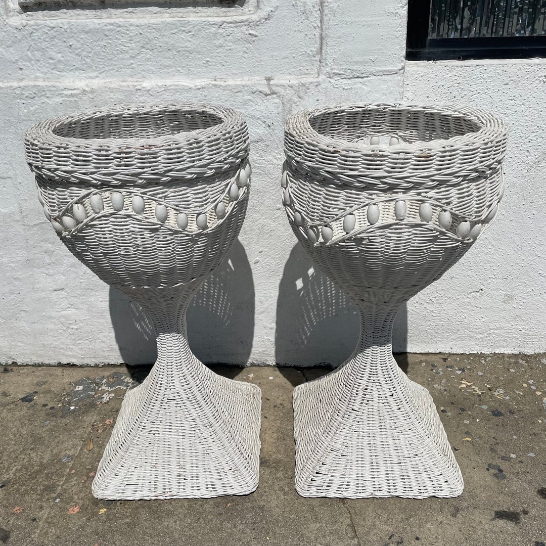 1970's White Wicker Planters - A Pair | Candid | Silverlake - Los ...