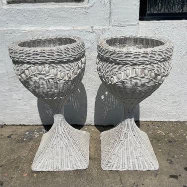 1970's White Wicker Planters - A Pair | Candid | Silverlake - Los ...