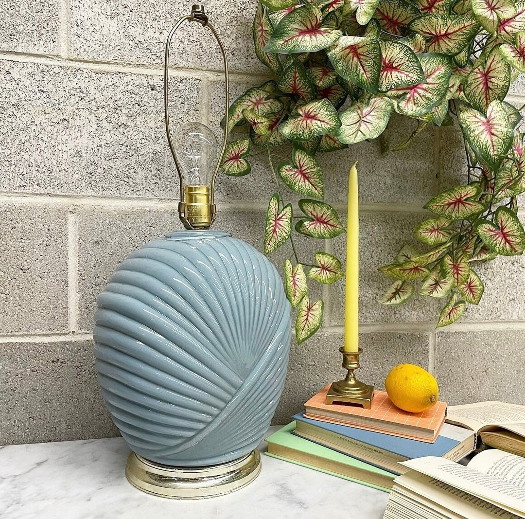 Vintage Table Lamp Retro 1980s Contemporary + Glass + Art Deco Revival ...