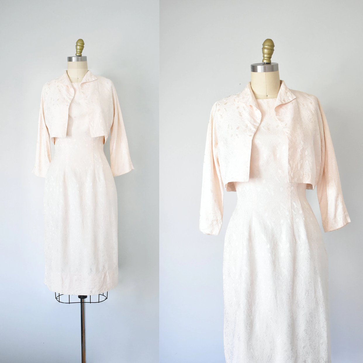 Pettigrew silk crepe dress & jacket, cream 1950s dress, | Erstwhile ...