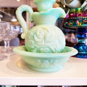 Vintage Avon Marbled Turquoise Pitcher in Bowl | Jungle and Loom ...