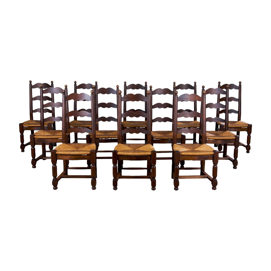 Antique Country French Style Maple Ladder Back Farmhouse Dining Chairs ...