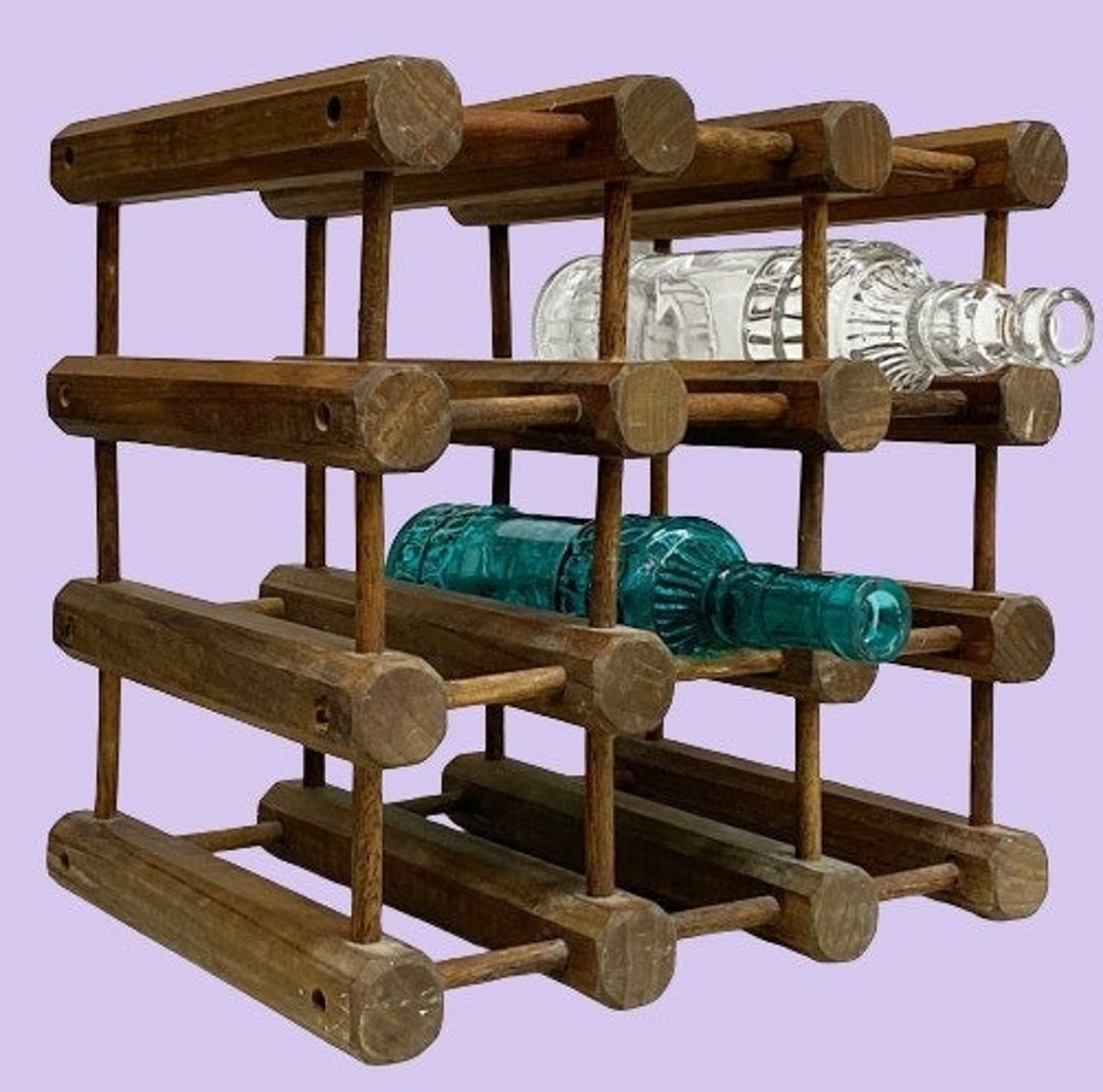 Vintage Wine Rack Retro 1970s Mid Century Modern + Brown Wood ...