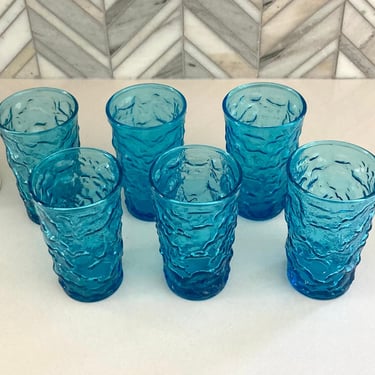 Anchor Hocking Lido Milano Blue Juice Glasses, Set | Tripod Vintage ...