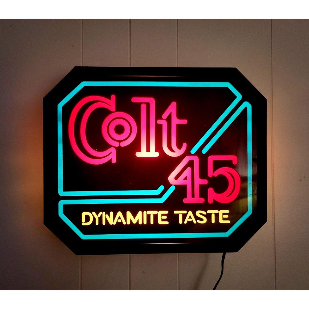 1985 Vintage Colt 45 Dynomite Taste Malt Liquor Lighted Sign, Octogonal ...