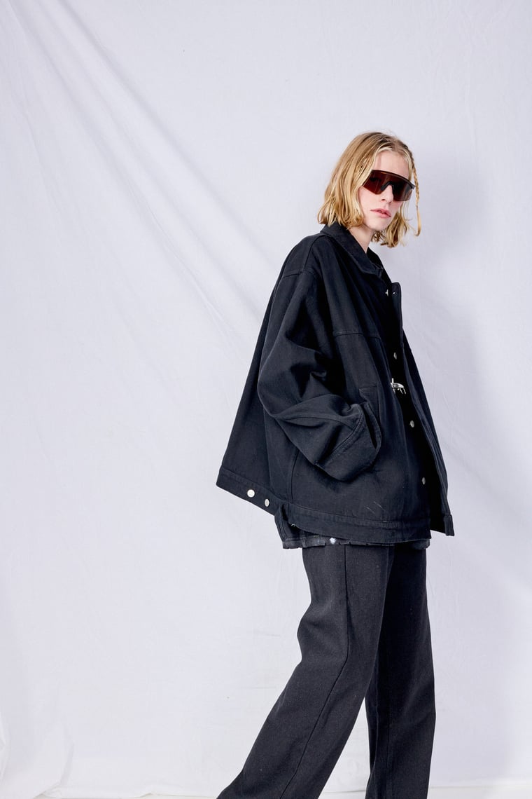 Black Denim Fireman Box Jacket | Assembly New York | Lower East Side ...