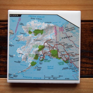 1998 Vintage Alaska Map Coaster. Alaska Gift. Anchorage Map. | All ...