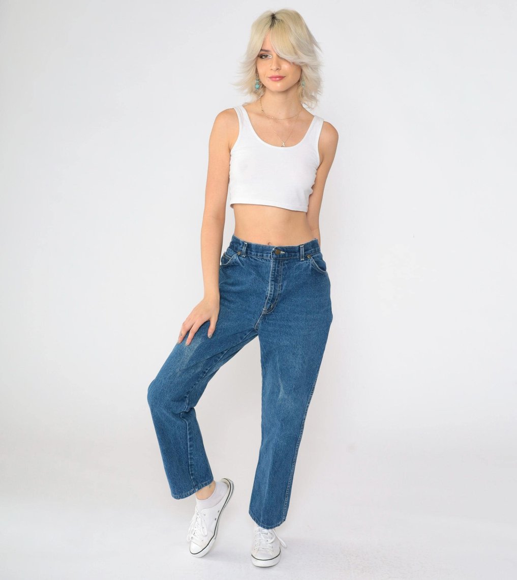 Vintage Straight Leg Jeans 80s Chic Faded Blue Jeans High | Shop Exile ...