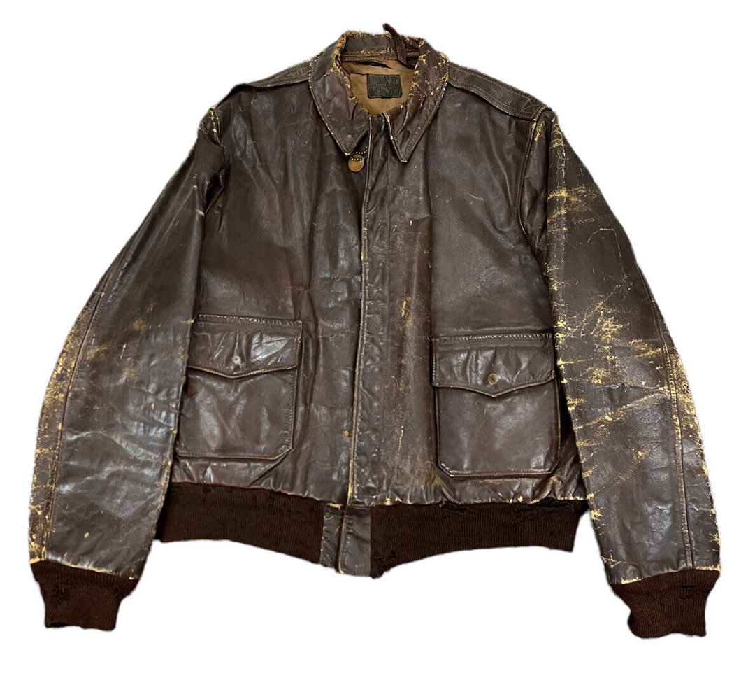 Vintage 40s WW2 United Sheeplined A2 Horsehide Flight Bomber Jacket ...